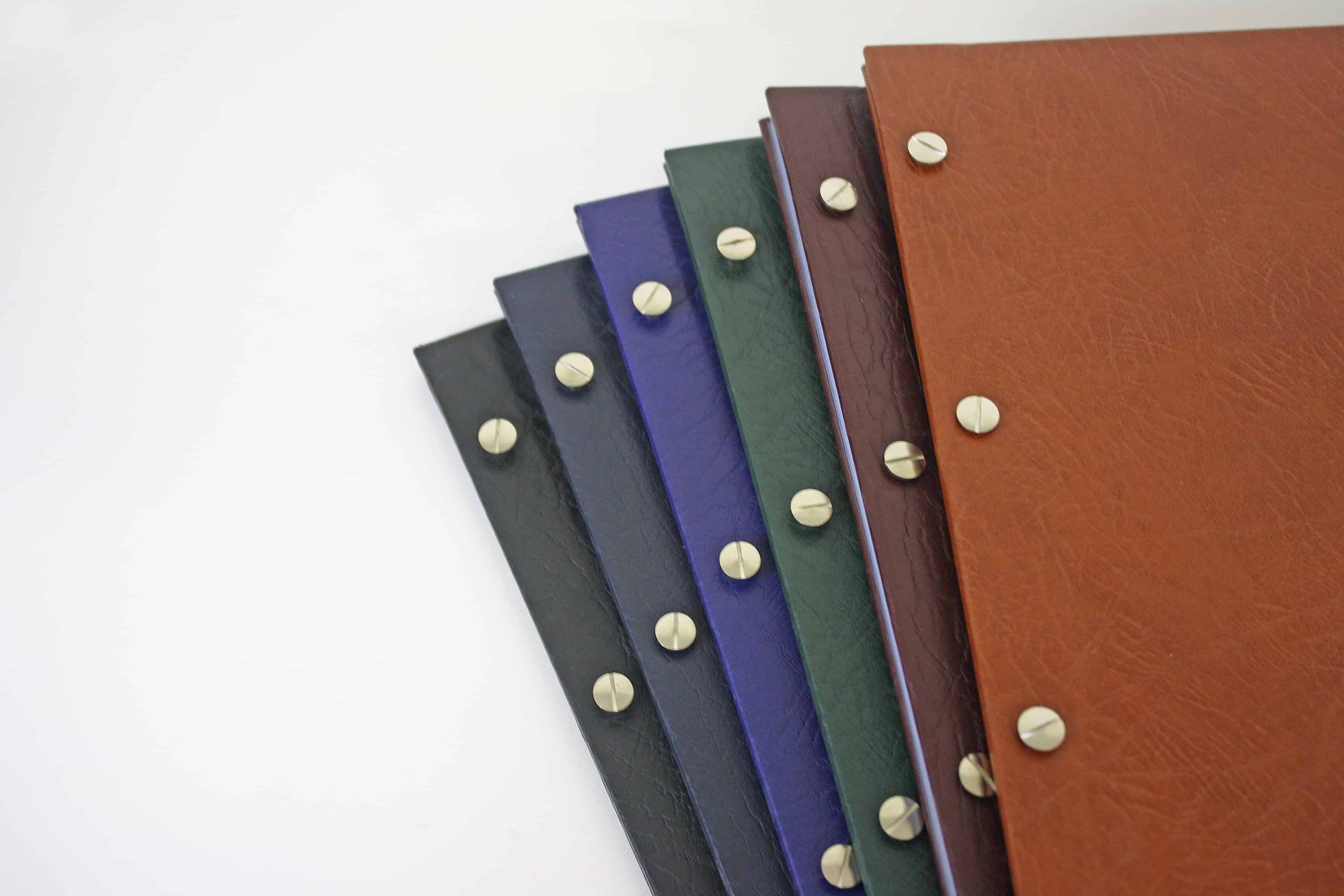 Reconstituted Leather Exposed Screw Binding Covers - RS Bookbinders Reconstituted Leather Exposed Screw Binding Covers - RS Bookbinders