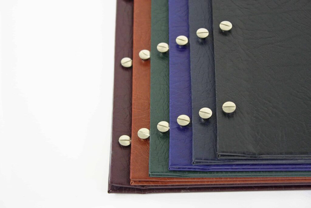 Reconstituted Leather Exposed Screw Binding Covers - RS Bookbinders Reconstituted Leather Exposed Screw Binding Covers - RS Bookbinders